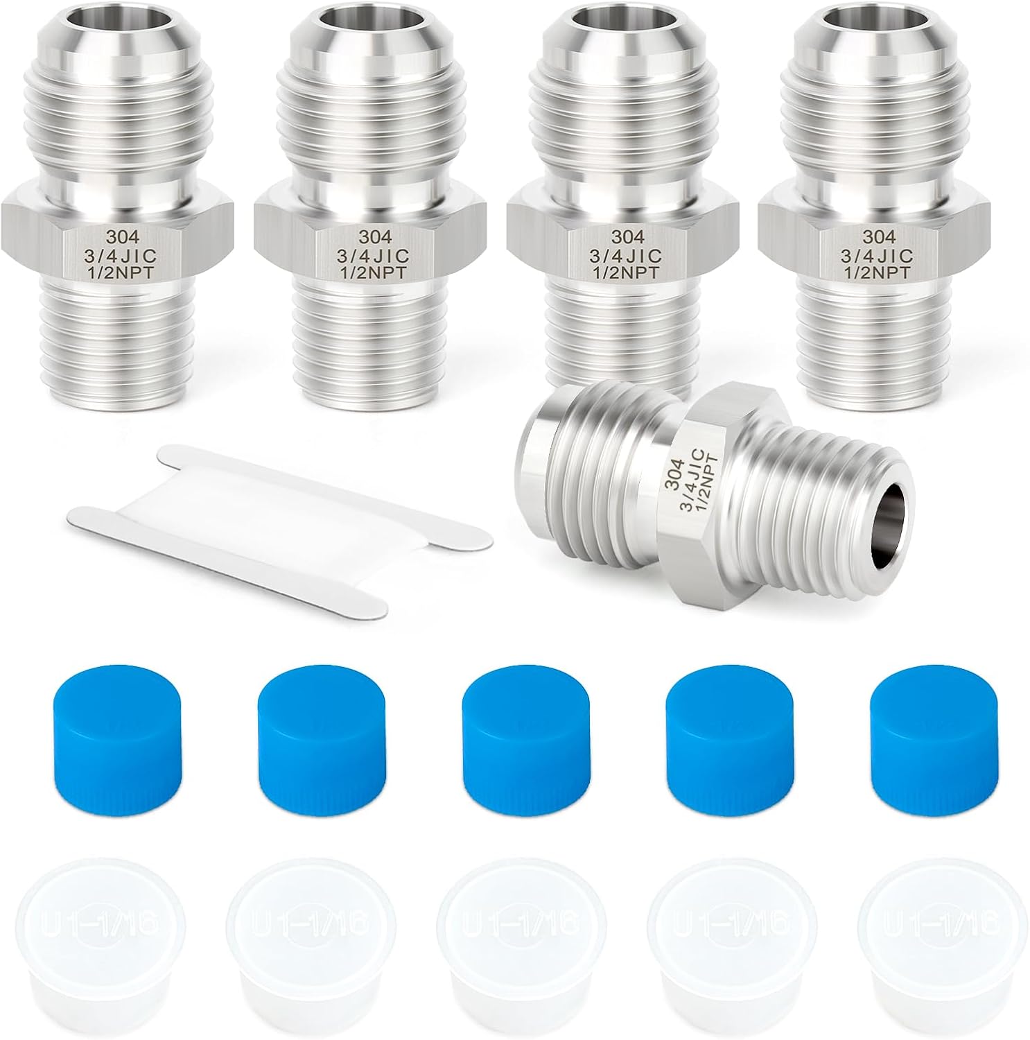 TAISHER 5PCS Forging of 304 Stainless Steel JIC Flare Tube Fittings, 3/ ...