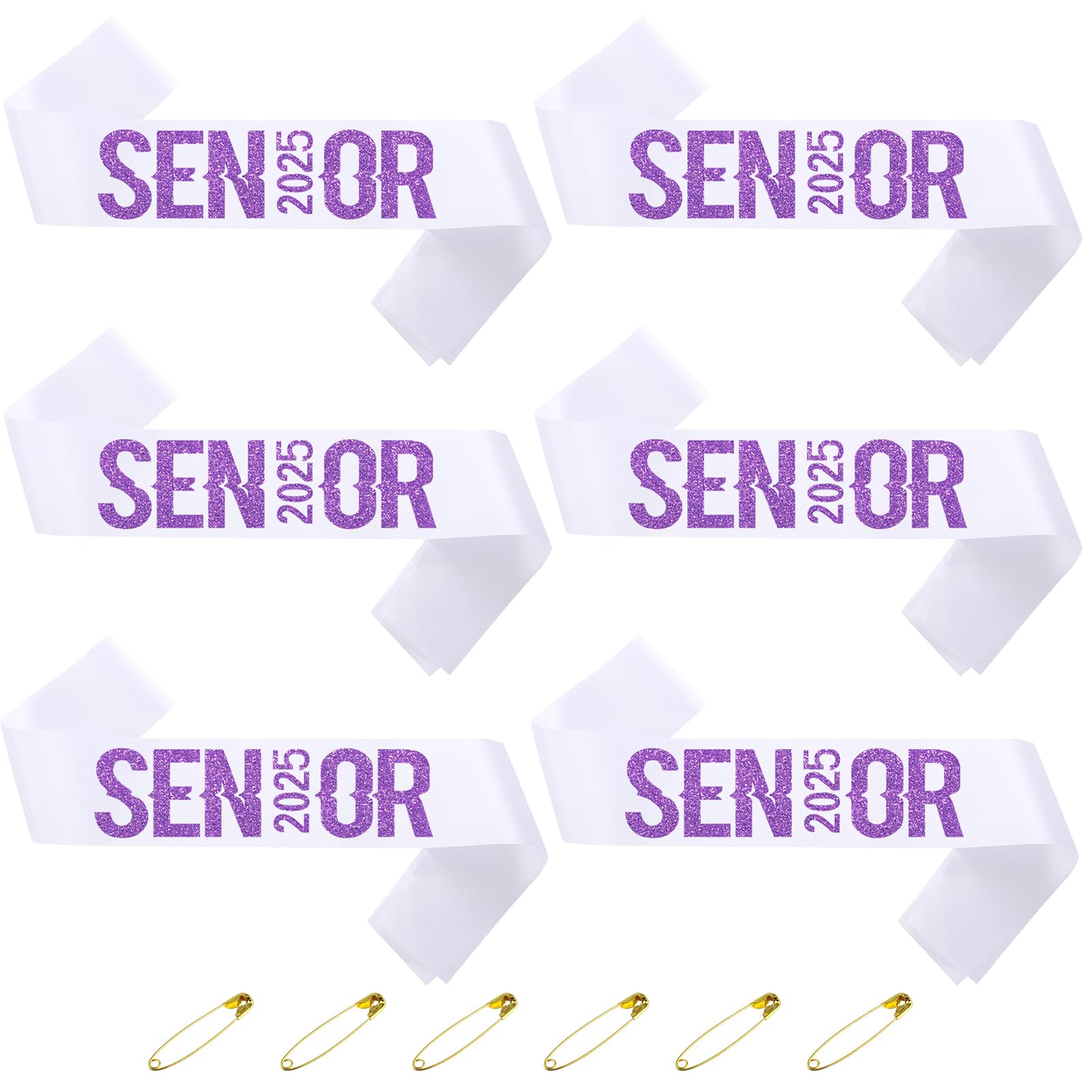 Buy 6Pcs White Senior 2025 Sash with Purple Printing Letters, 2025 ...