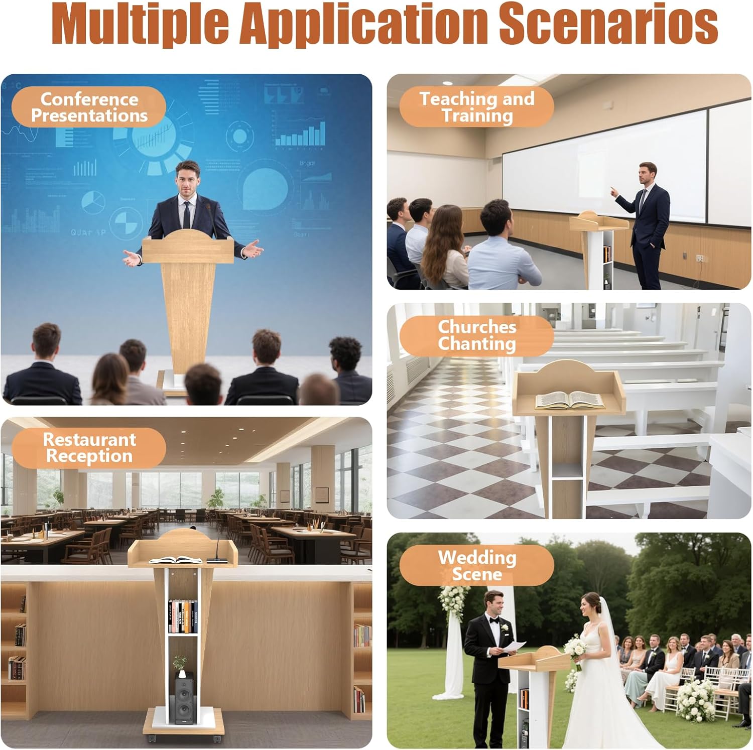 Podium Stand with 4 Locking Wheels, Portable Podium, Philippines | Ubuy