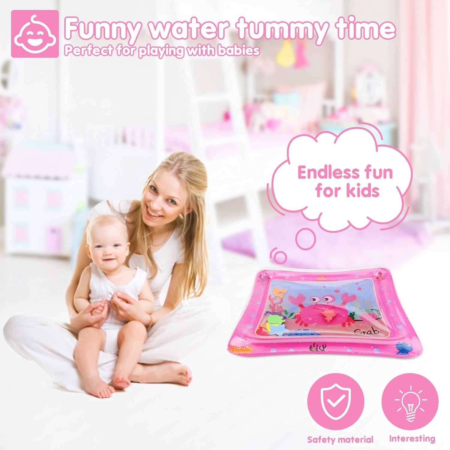 Tummy Time Water Mat Baby Sensory Play Water mat Kids Inflatable Tummy ...