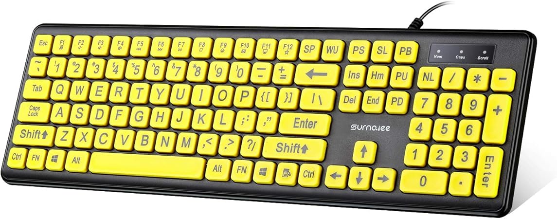 Amazon.com: SurnQiee Large Print Computer Keyboard, Wired USB Visually ...
