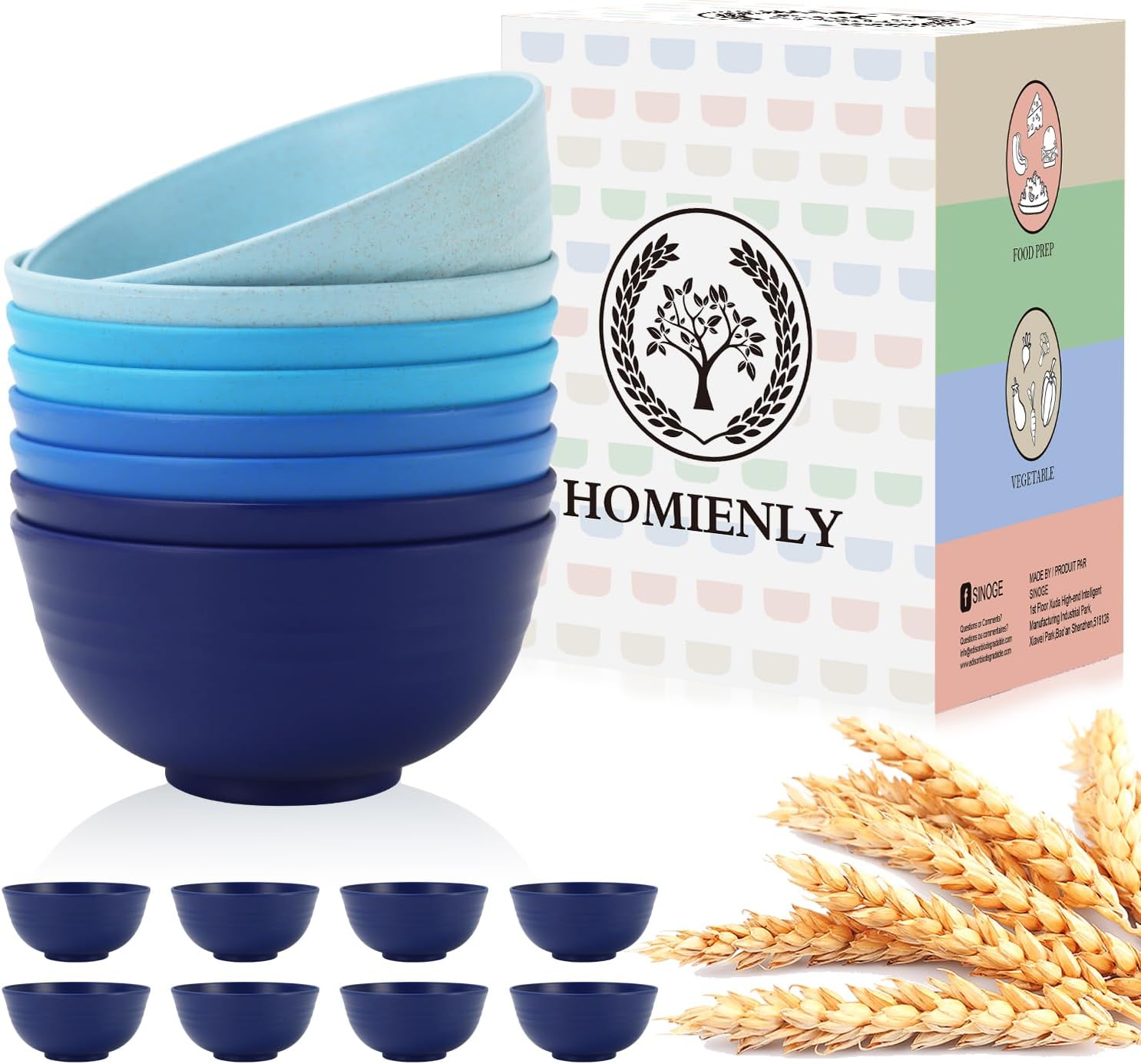 Amazon.com: Kukiwhy 8 OZ Small Bowls Set Cereal Bowls Wheat Straw Bowl ...