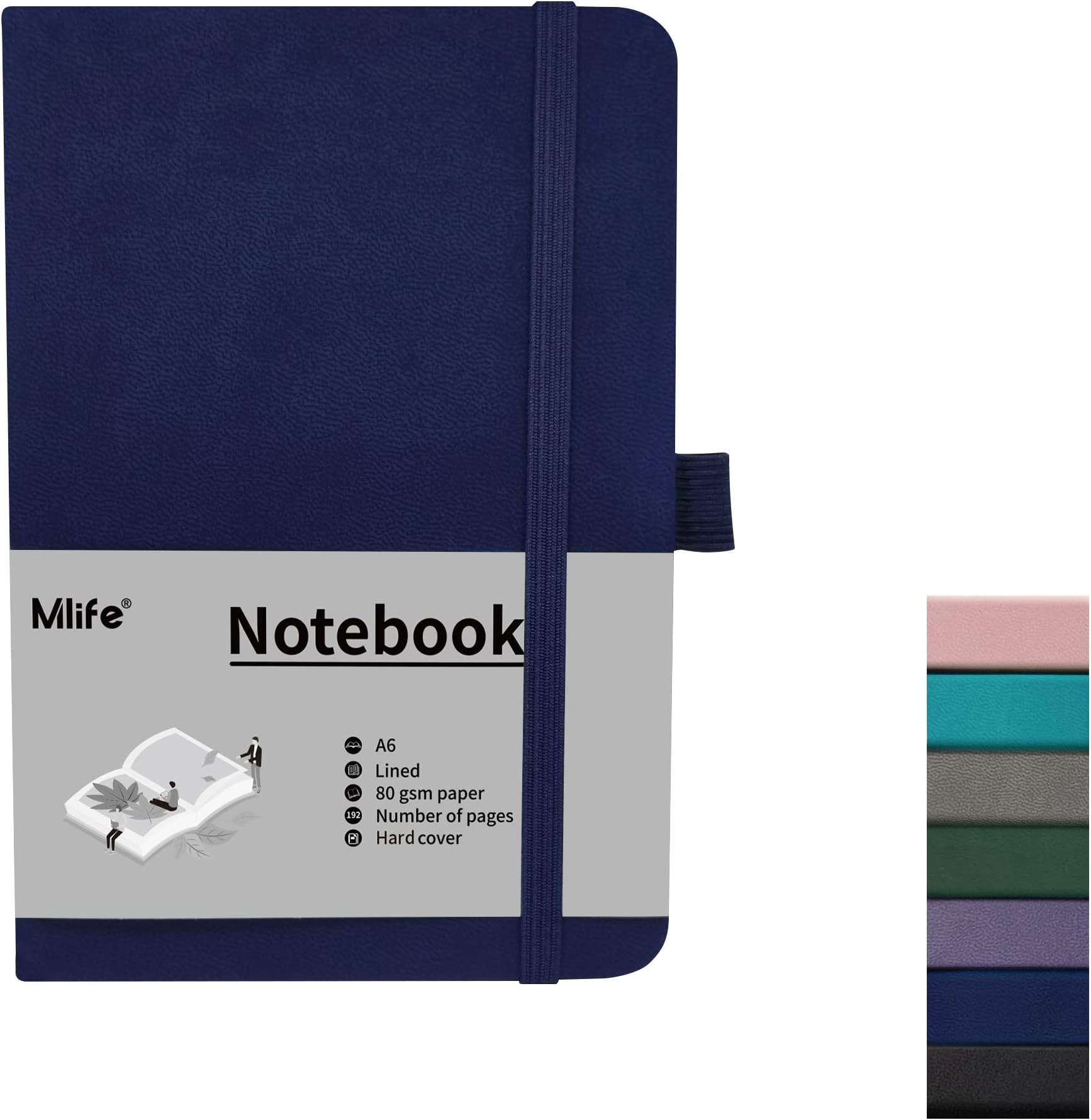 Mlife A6 Small Journal Notebook, Lined Pocket Notebook with Pen Holder ...