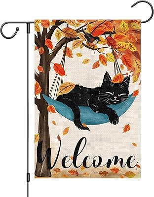 Amazon.com : Louise Maelys Welcome Fall Cat Garden Flag 12x18 Double ...