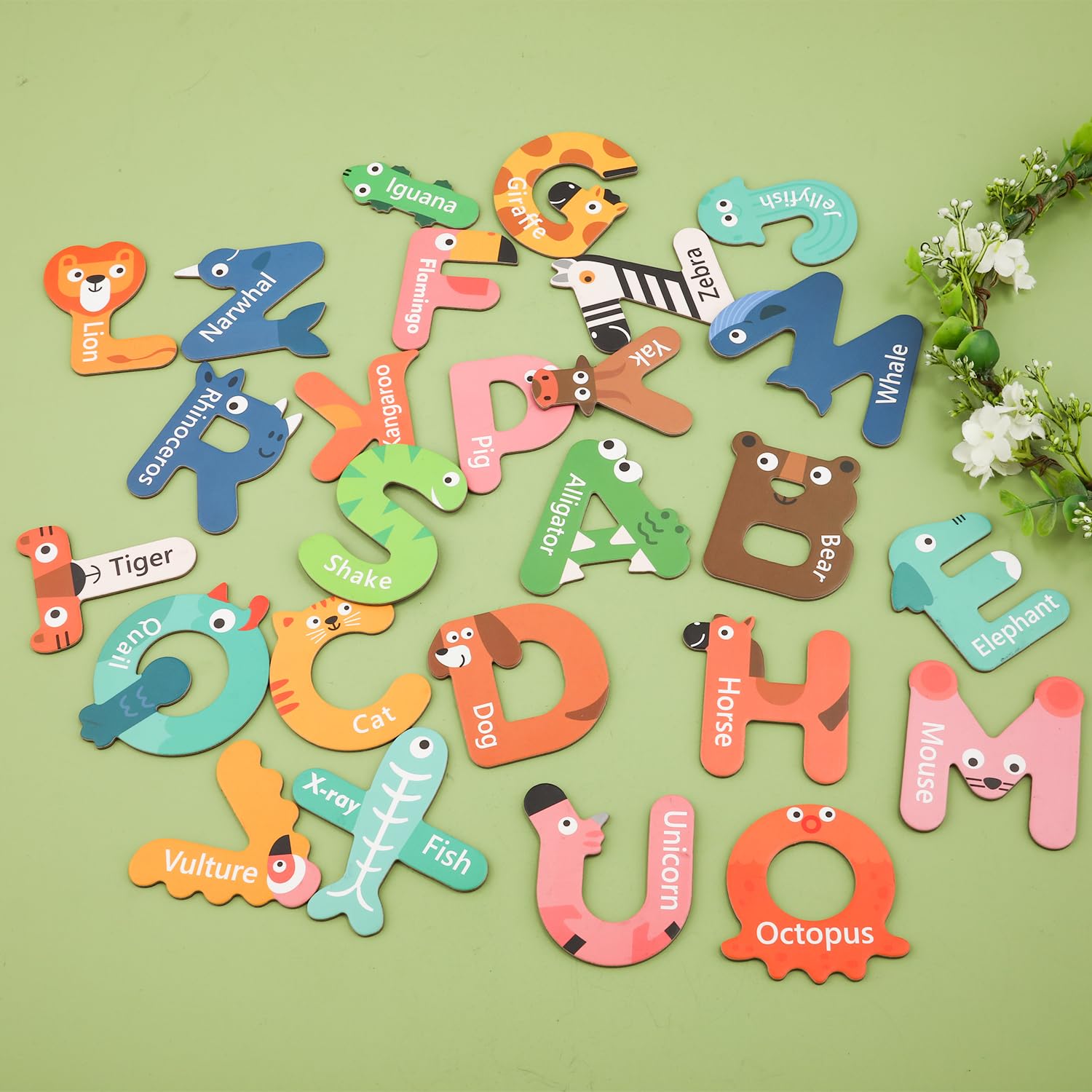 26pcs Magnetic Animal Letters, Thick Alphabet Magnets Cute Magnetic ...