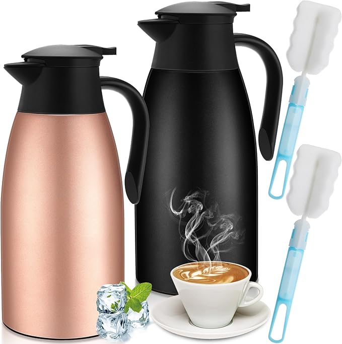 Amazon.com: FillTouch 2 Pcs 68oz Thermal Coffee Carafes Insulated Stainless Steel Coffee Carafe ...