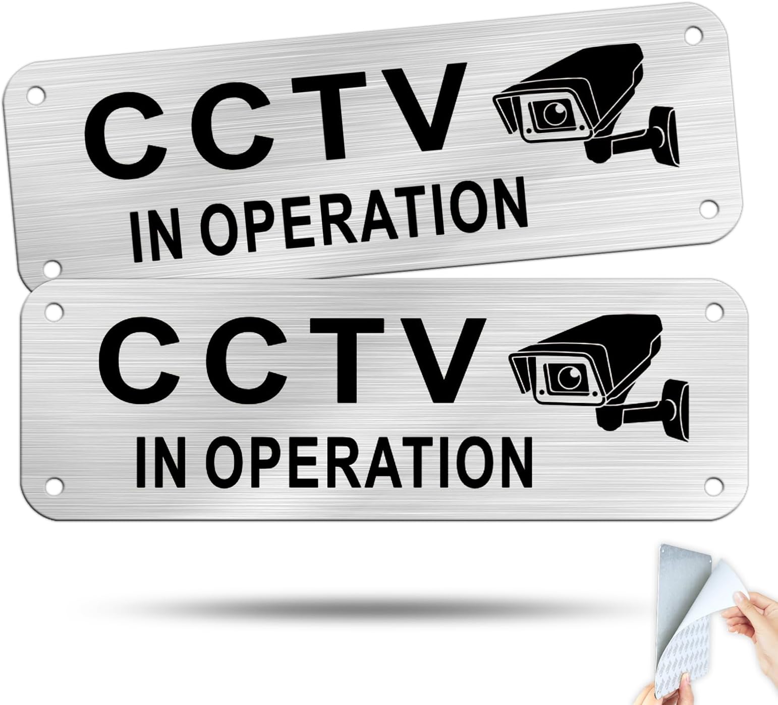 SINAMO Metal CCTV Signs Reflective Small with Self-Adhesive and Pre ...