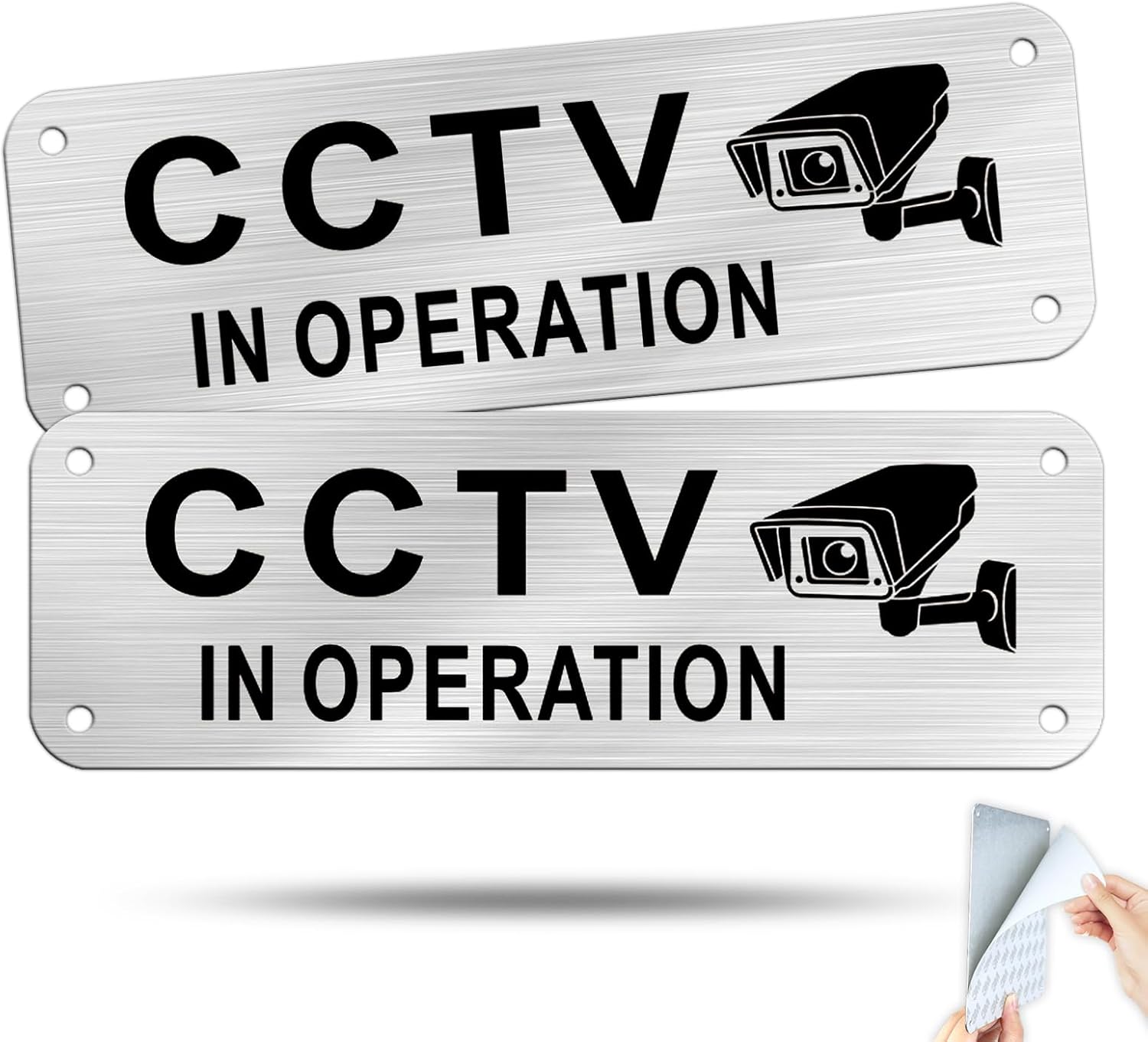 SINAMO Metal CCTV Signs Reflective Small with Self-Adhesive and Pre ...