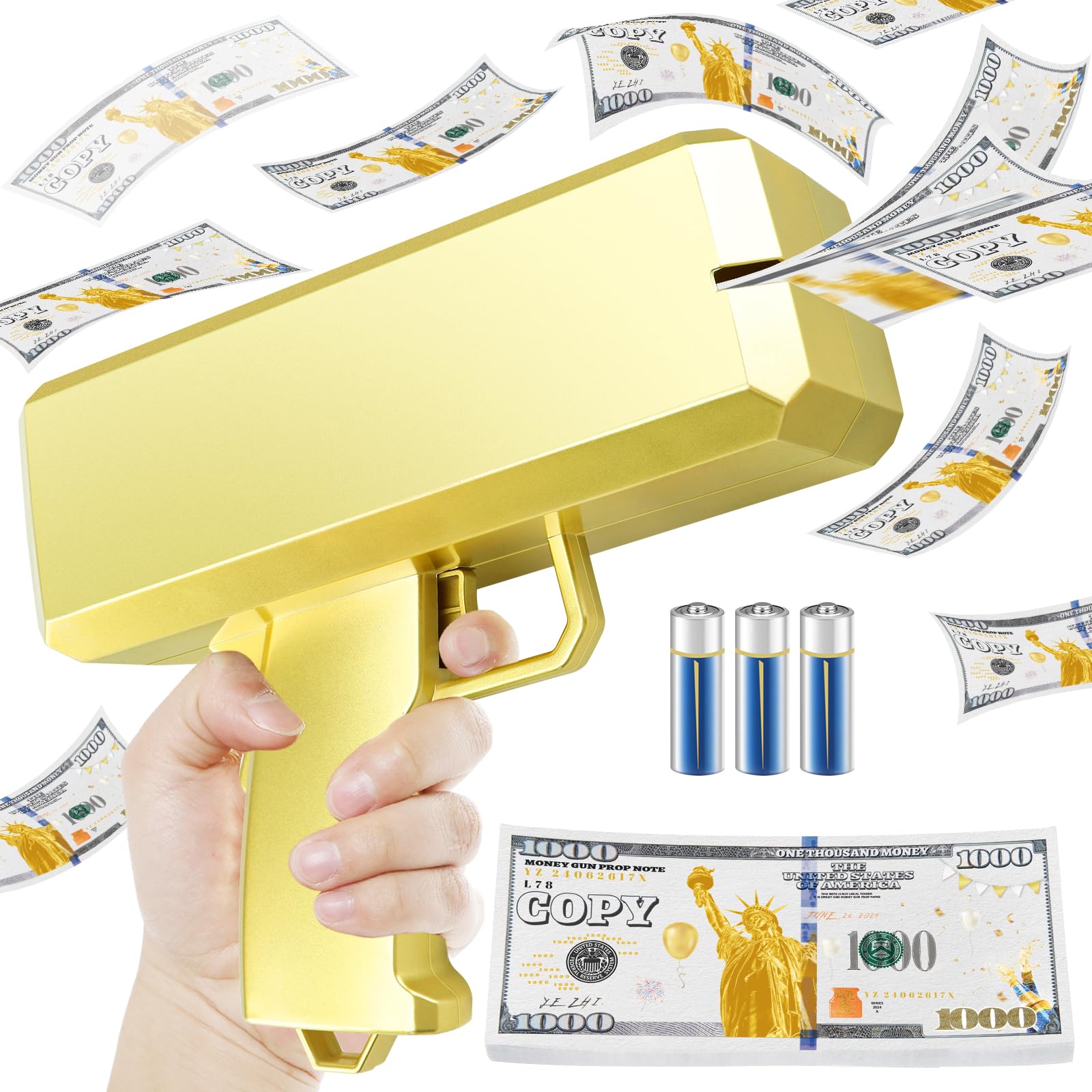 Amazon.com: Gold Money Gun Shooter and 101 PCS Props (No Real Function ...