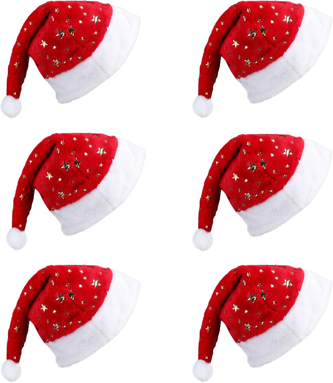 Amazon.com: KIMOBER 6PCS Christmas Santa Hat,Red Xmas Hat with Glitter ...