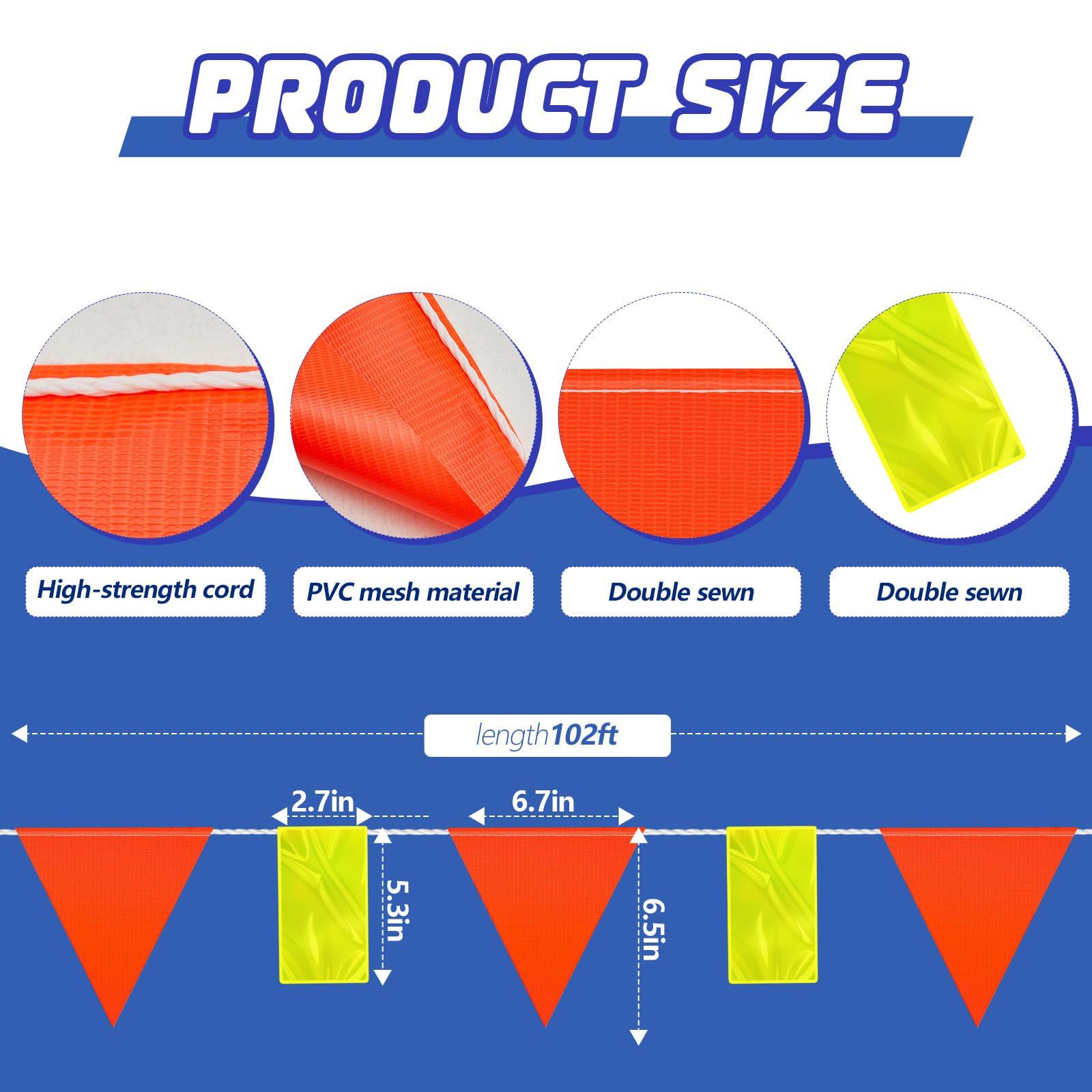 Snapklik.com : Preboun Perimeter Marking Flags 102 Ft/ 45 Pcs Caution ...