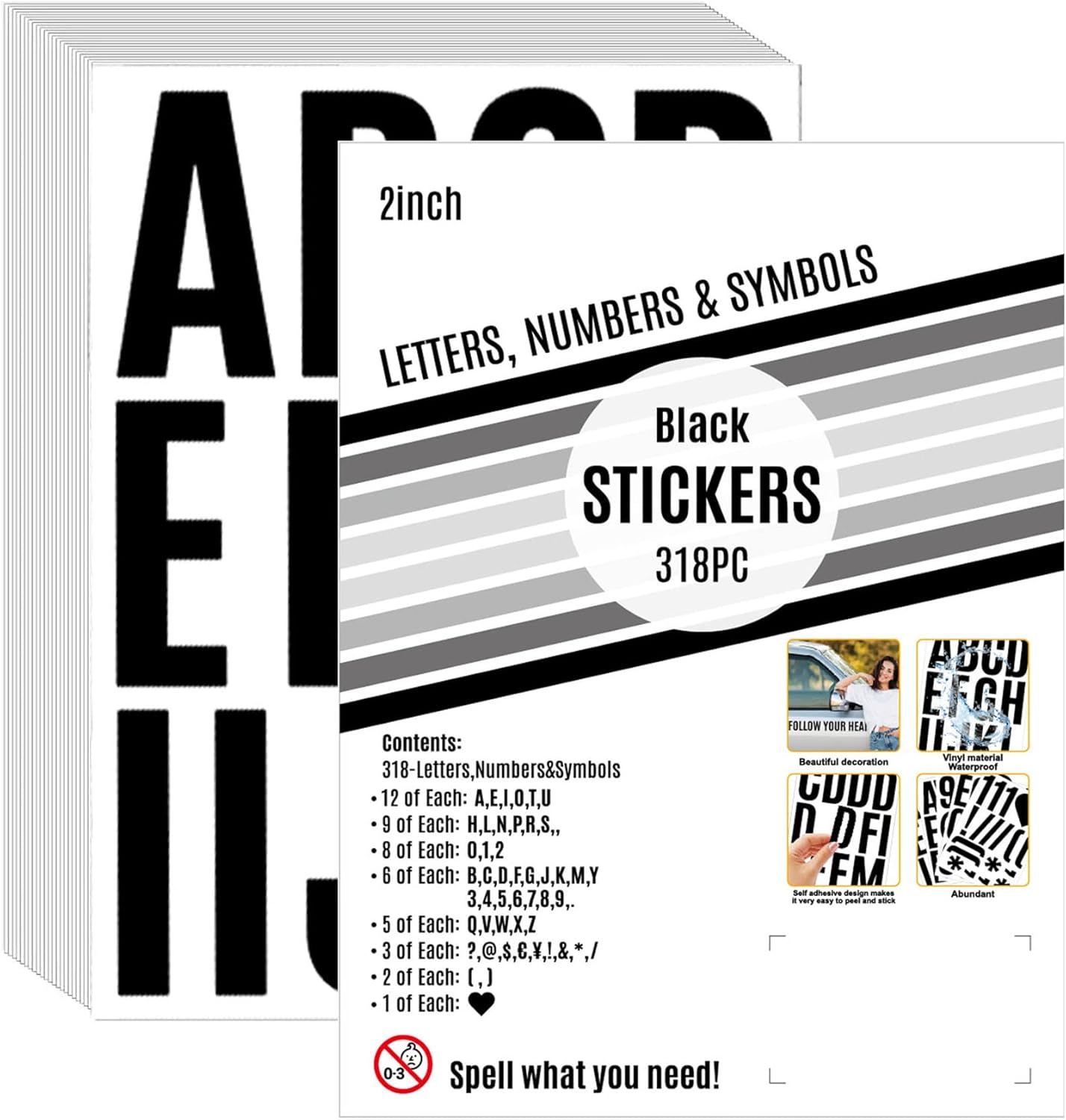 Amazon.com: 24 Sheets Large Letter Stickers,318PCS Self Adhesive ...