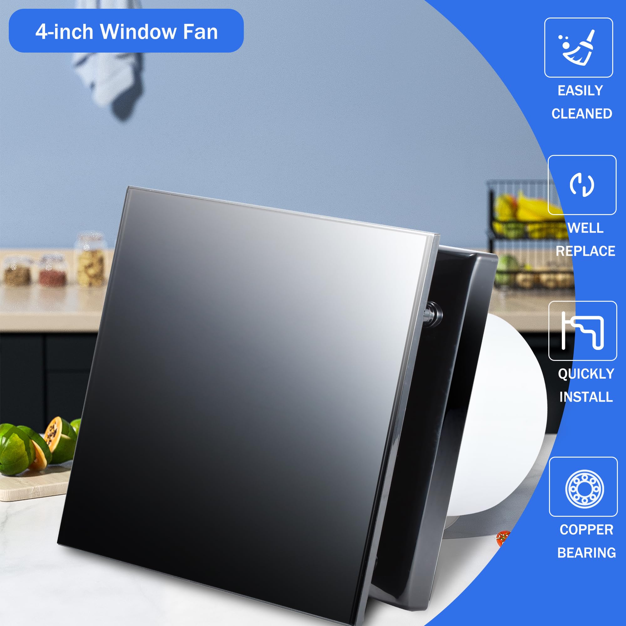 Snapklik.com : Upgraded Glass Panel, 4inch Window Wall Extractor Fan ...