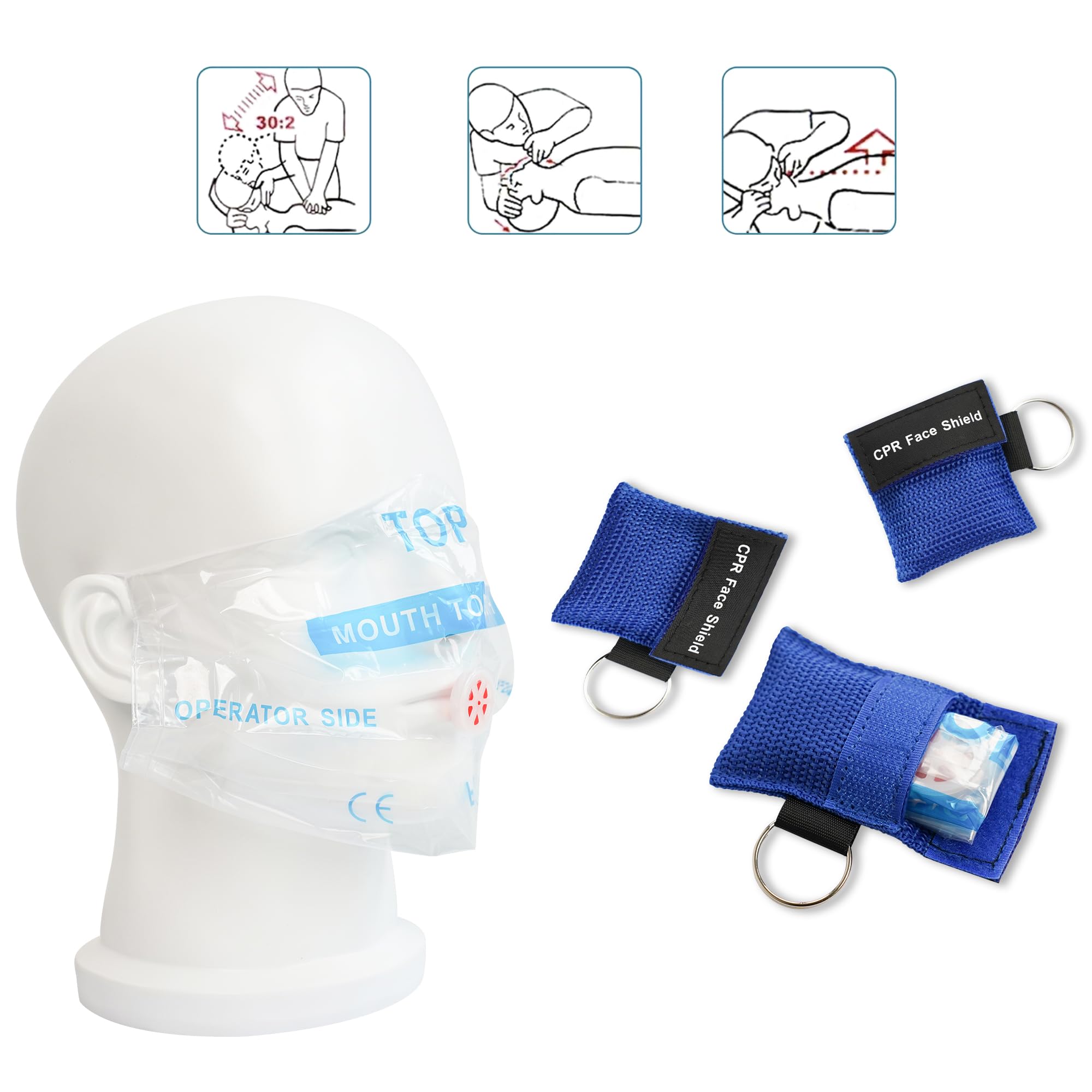 Snapklik.com : KONGDY 100 Counts CPR Pocket Mask Keychain, CPR Face Shield