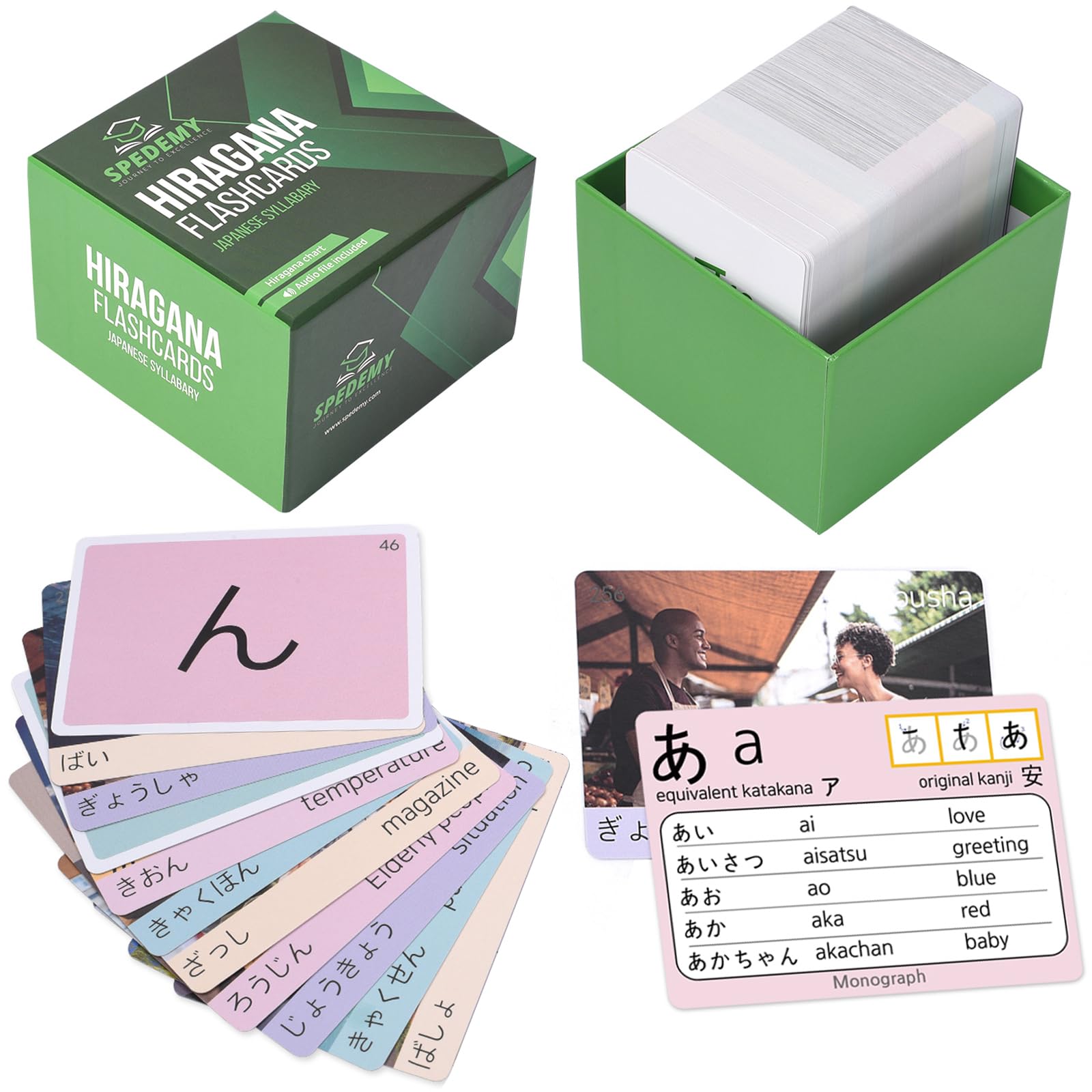 Snapklik.com : Spedemy Hiragana Flash Cards - 266 Japanese Vocabulary ...