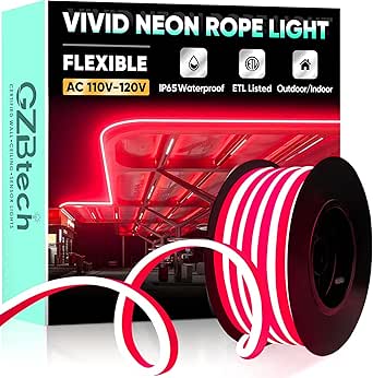 Amazon.com: GZBtech Flexible LED Neon Rope Lights 16.4FT,AC 110-120V ...