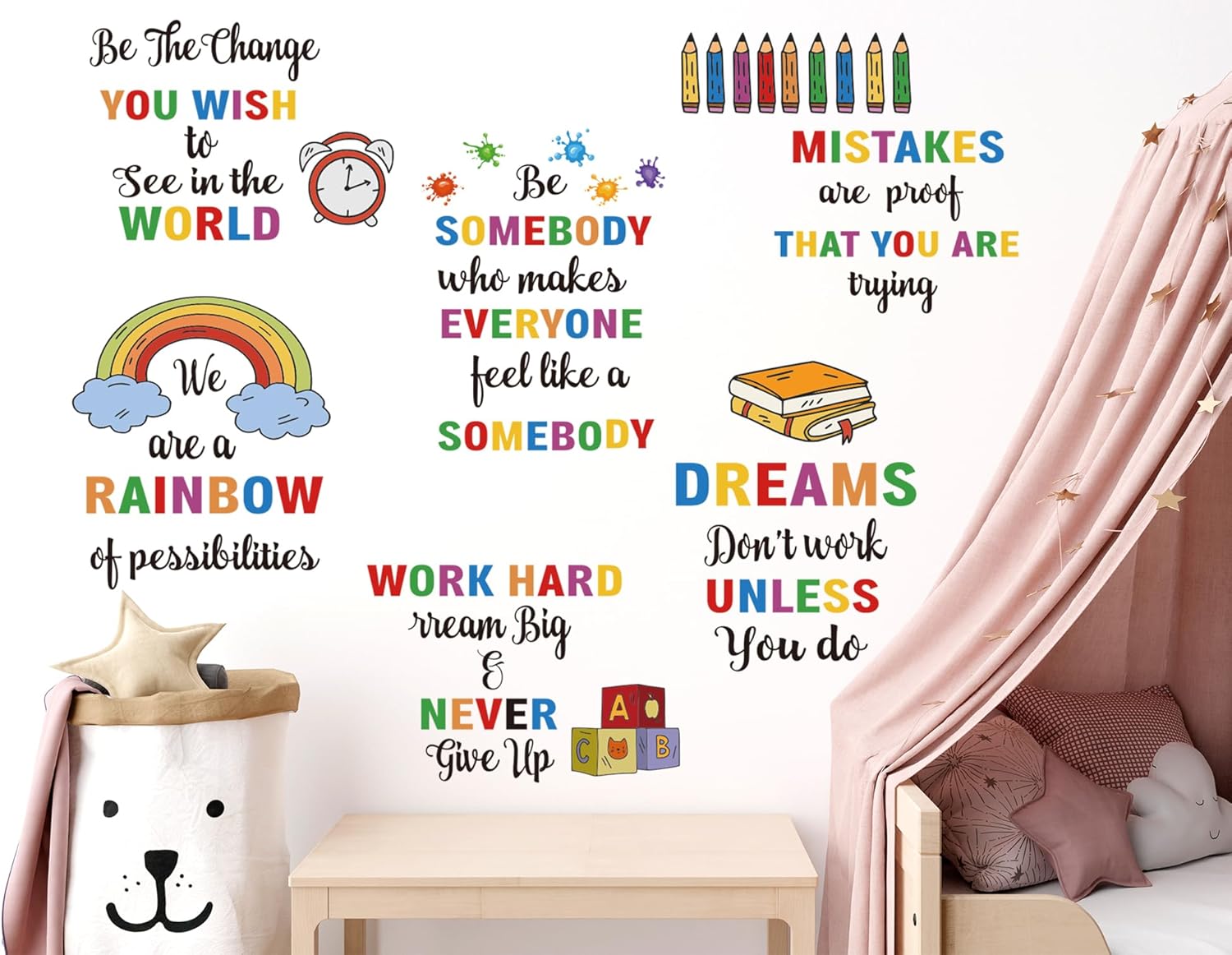 Amazon.com: Colorful Inspirational Quotes Wall Decals Rainbow ...