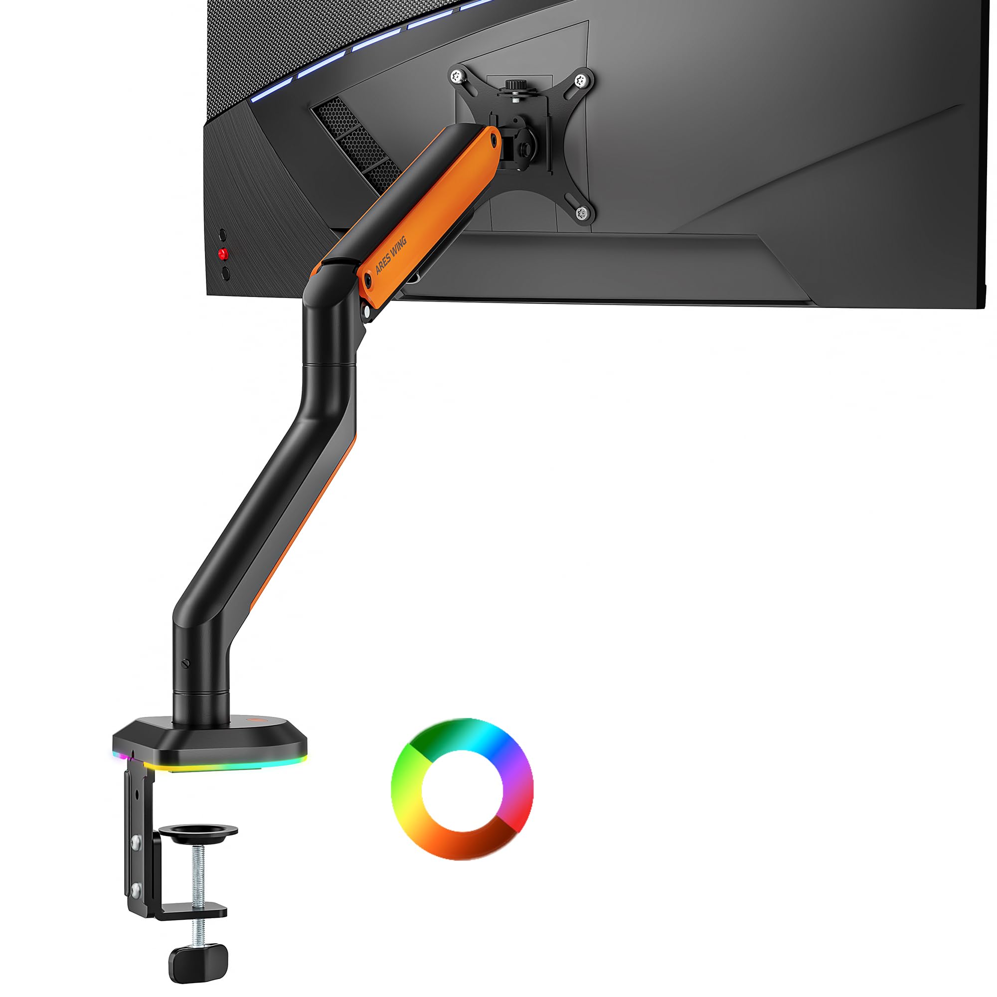 Amazon.com: ARES WING Single Monitor Mount with RGB, Monitor Arm Desk ...