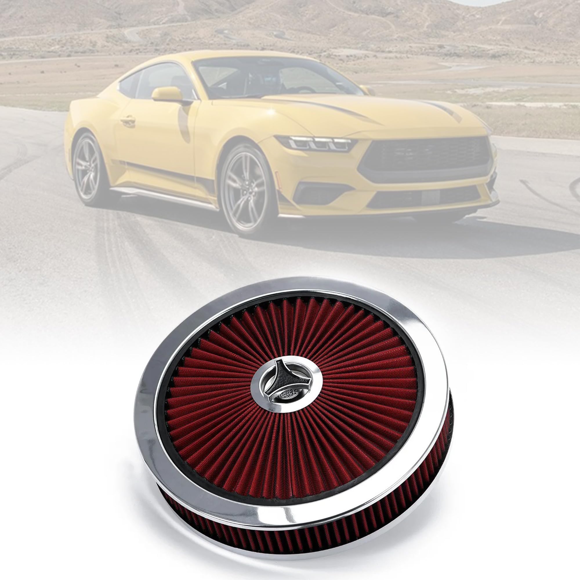 Amazon.com: PartsFlow 14"x3" Round Red Chrome Engine Air Filter ...