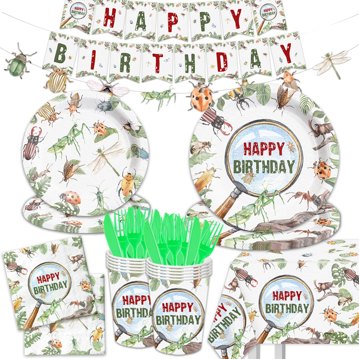 Amazon.com: Bugs Party Decorations-143Pcs Bugs Birthday Party Tableware ...