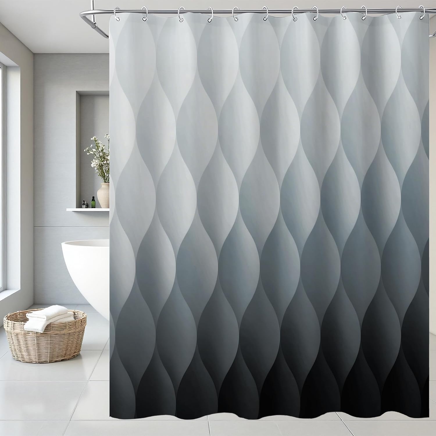 Amazon.com: Wyljljy Grey Ombre Shower Curtain, Modern Geometric Shower ...
