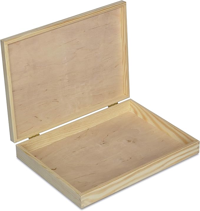 Creative Deco A4 Wooden Storage Box Unpainted Plain Flat | 34 x 25,3 x ...