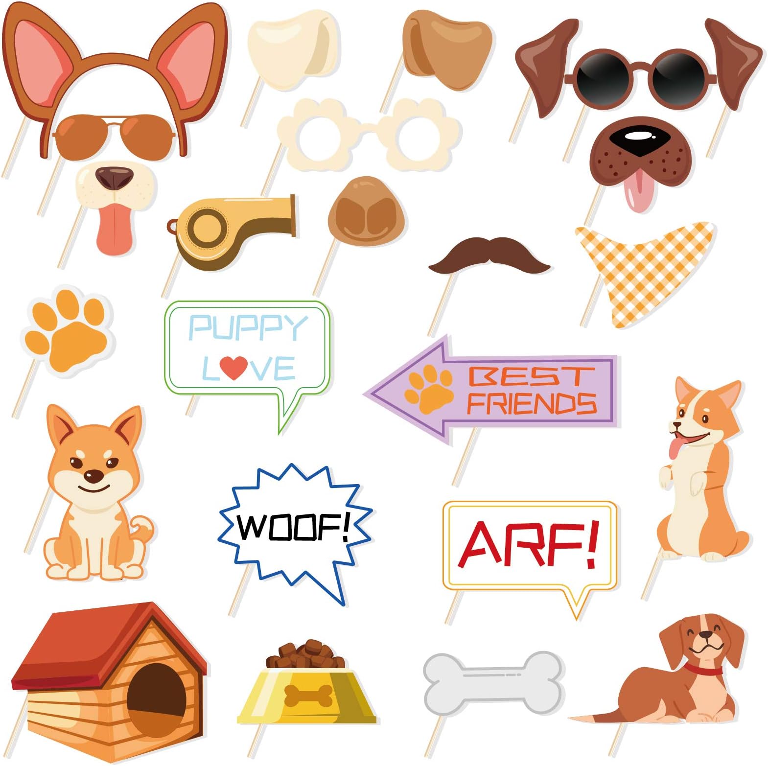 Amazon.com: Kristin Paradise 25Pcs Safari Animals Photo Booth Props ...