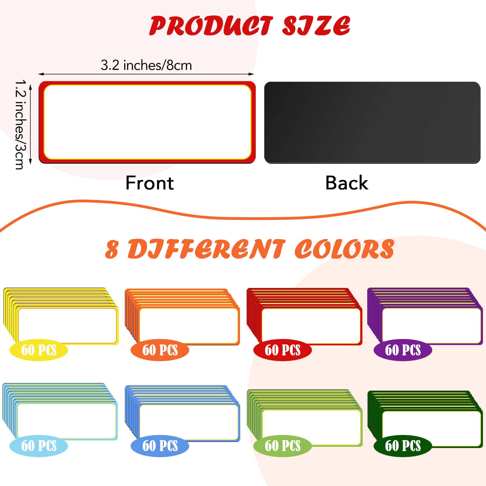 Snapklik.com : 480 Pcs Magnetic Dry Erase Labels Reusable Name Tag ...