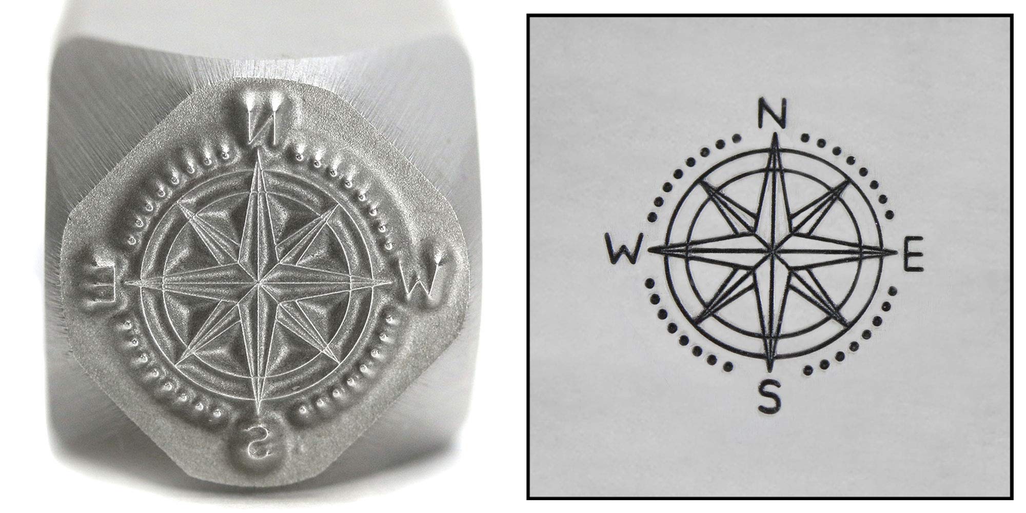 Amazon.com: Compass Metal Stamp, 10mm Navigation Direction Travel Punch ...