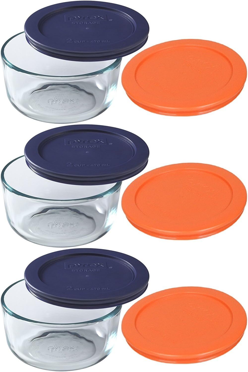 Amazon.com: Pyrex Storage 2 Cup Clear Round Dish, Pack of 3 Containers ...