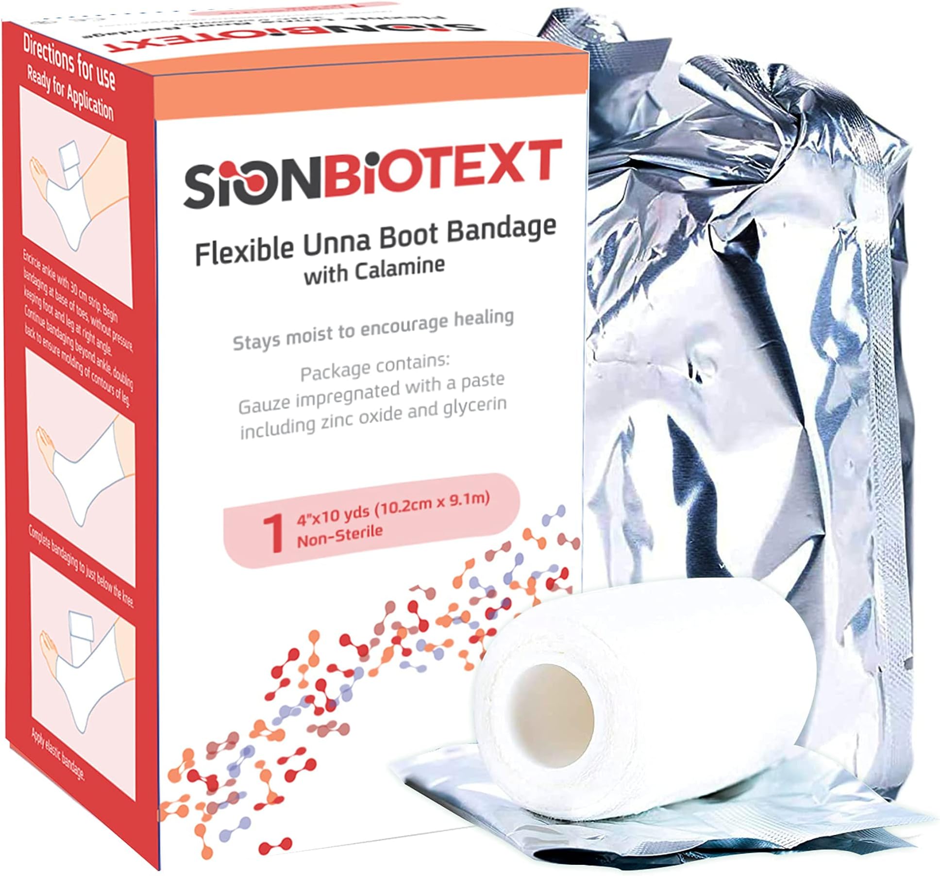 Amazon.com: 4" Unna Boot Bandage Gauze Dressing with Zinc Oxide [4” x ...