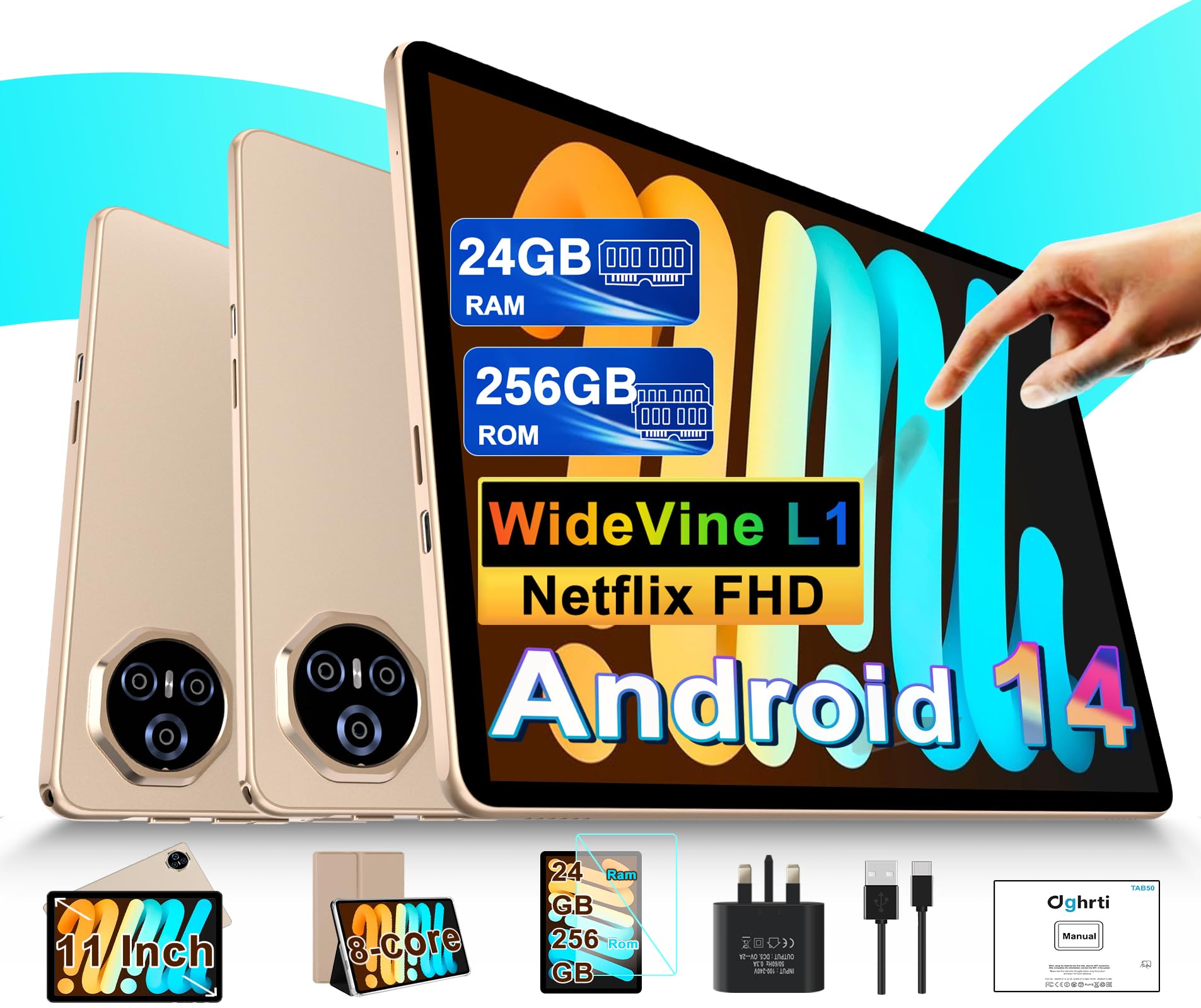 Buy JVVQTB 11-inch Android 14 Touch , 24 GB RAM + 256 GB ROM (2TB TF ...