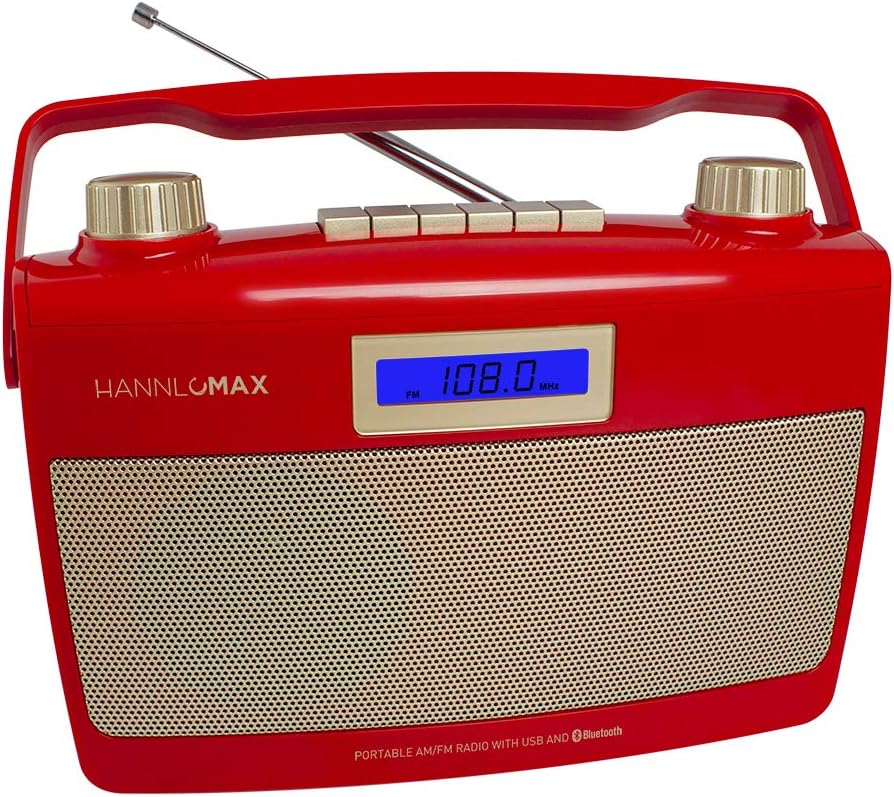 Amazon.com: HANNLOMAX HX-500R Portable AM/FM Radio, Bluetooth, USB Port ...