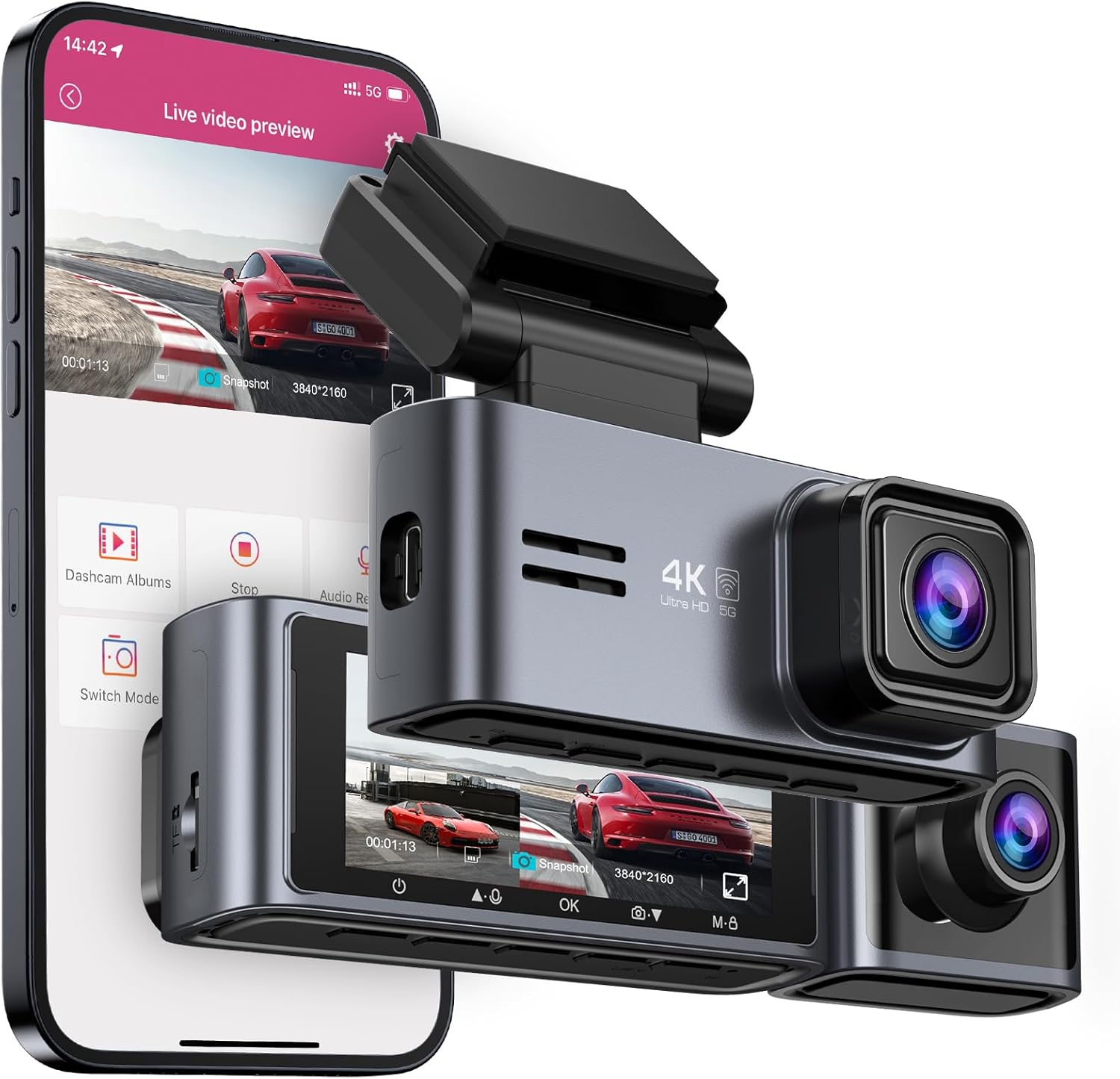 Amazon.com: OMBAR Dash Cam 5G WiFi GPS, Dash Cam Front and Inside 4K/2K ...