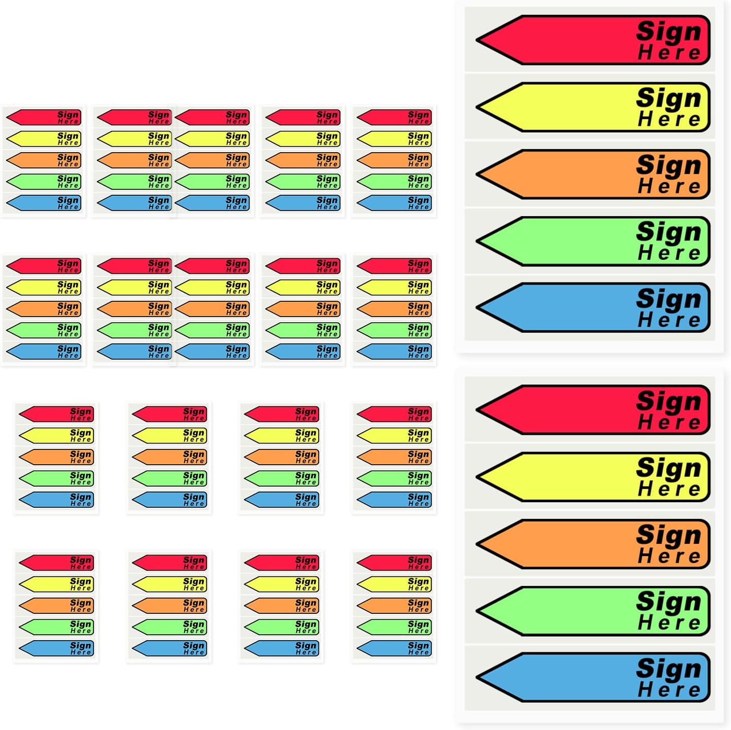 2000PCS Sign And Date Here Tabs, Colored Tabs Initial Here Stickers ...