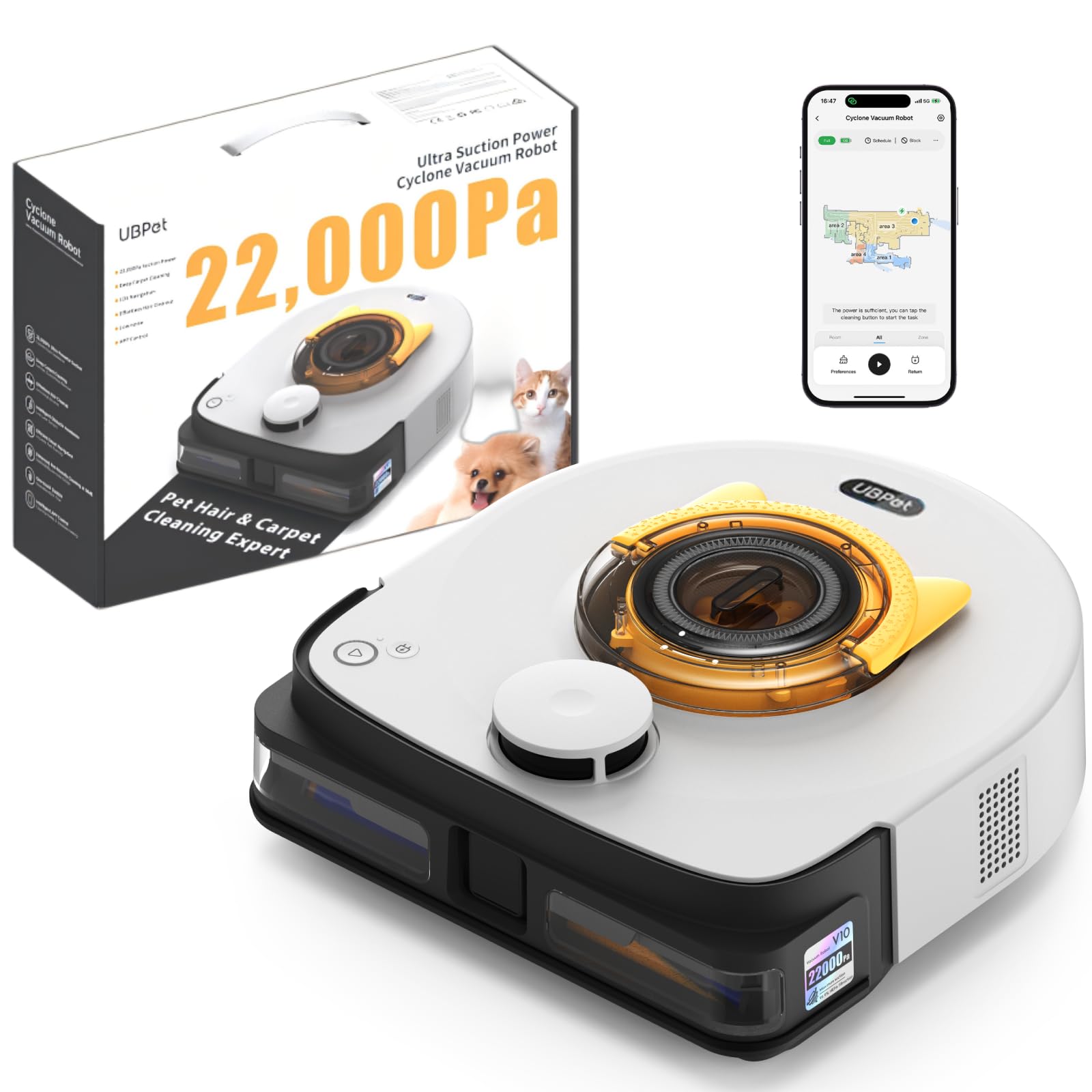 Amazon.de: UBPET 22.000 Pa Saugkraft Saugroboter für Tierhaare ...