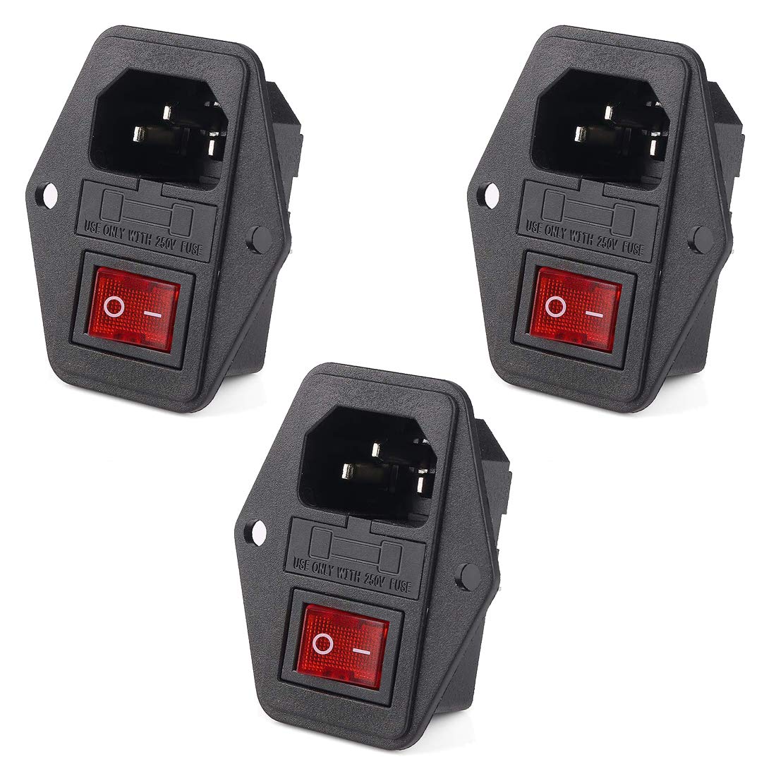 Amazon.com: HiLetgo 3pcs AC 250V 15A 3 Terminal Power Socket with Fuse ...