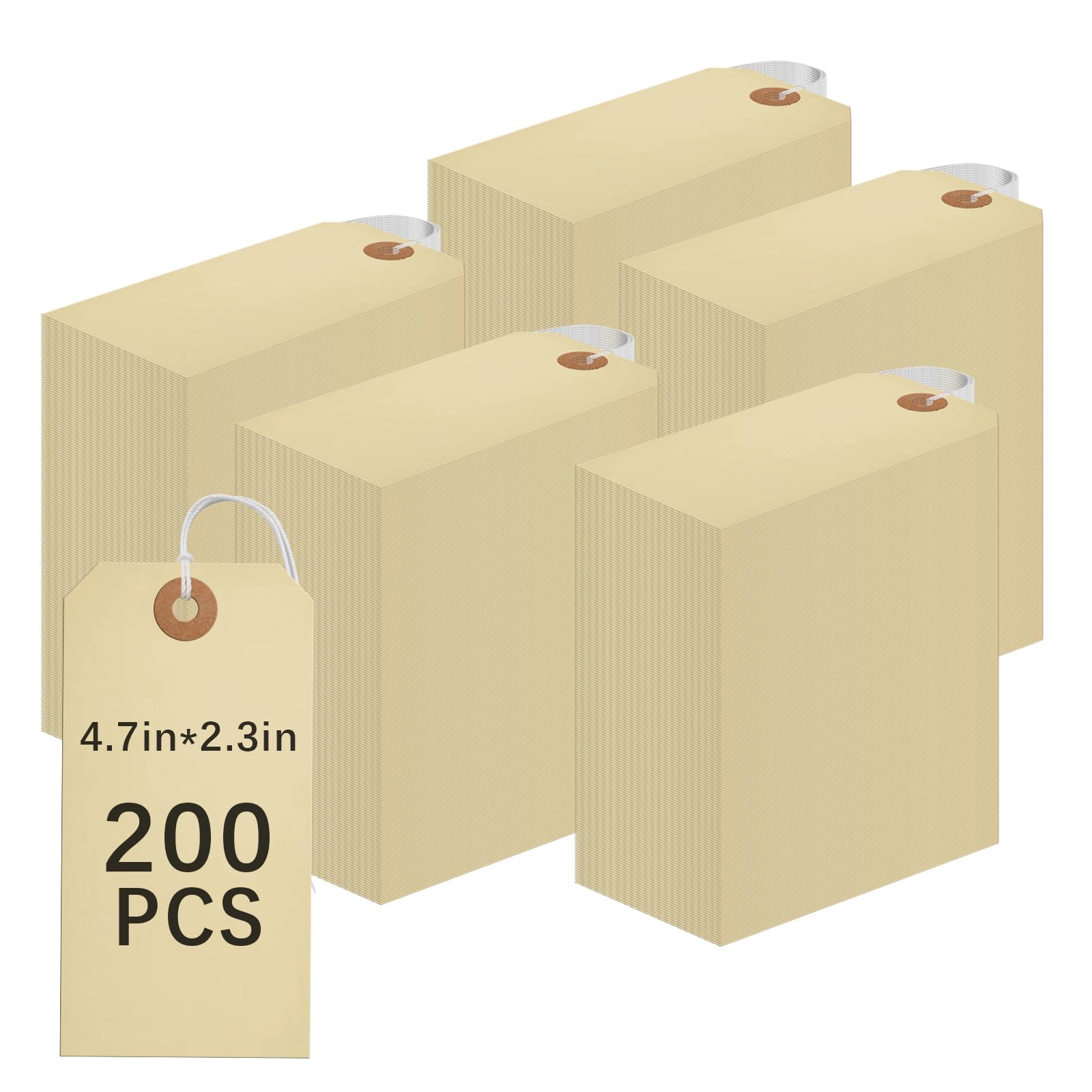 200PCS Cable tag with Manila tag 4 3/4 x 2 3/8 inches, Paper Luggage ...