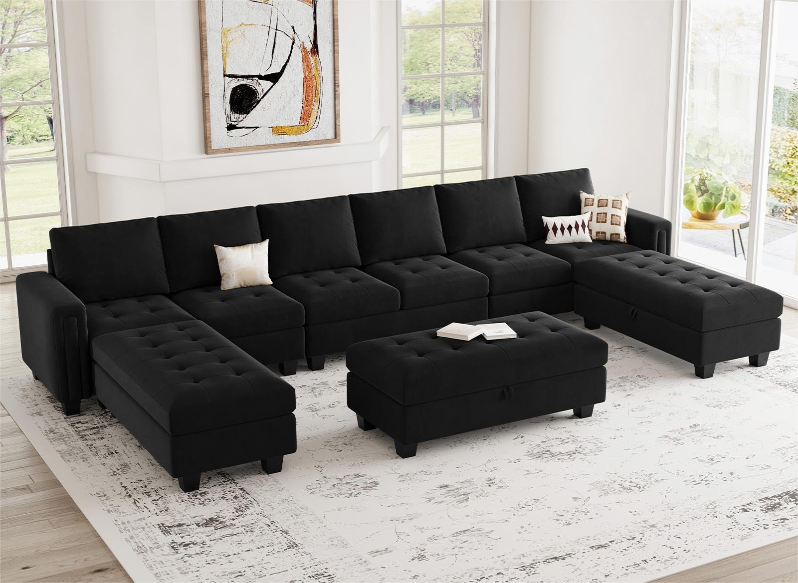 Amazon.com: Belffin Modular U Shaped Sectional Couch with Storage ...