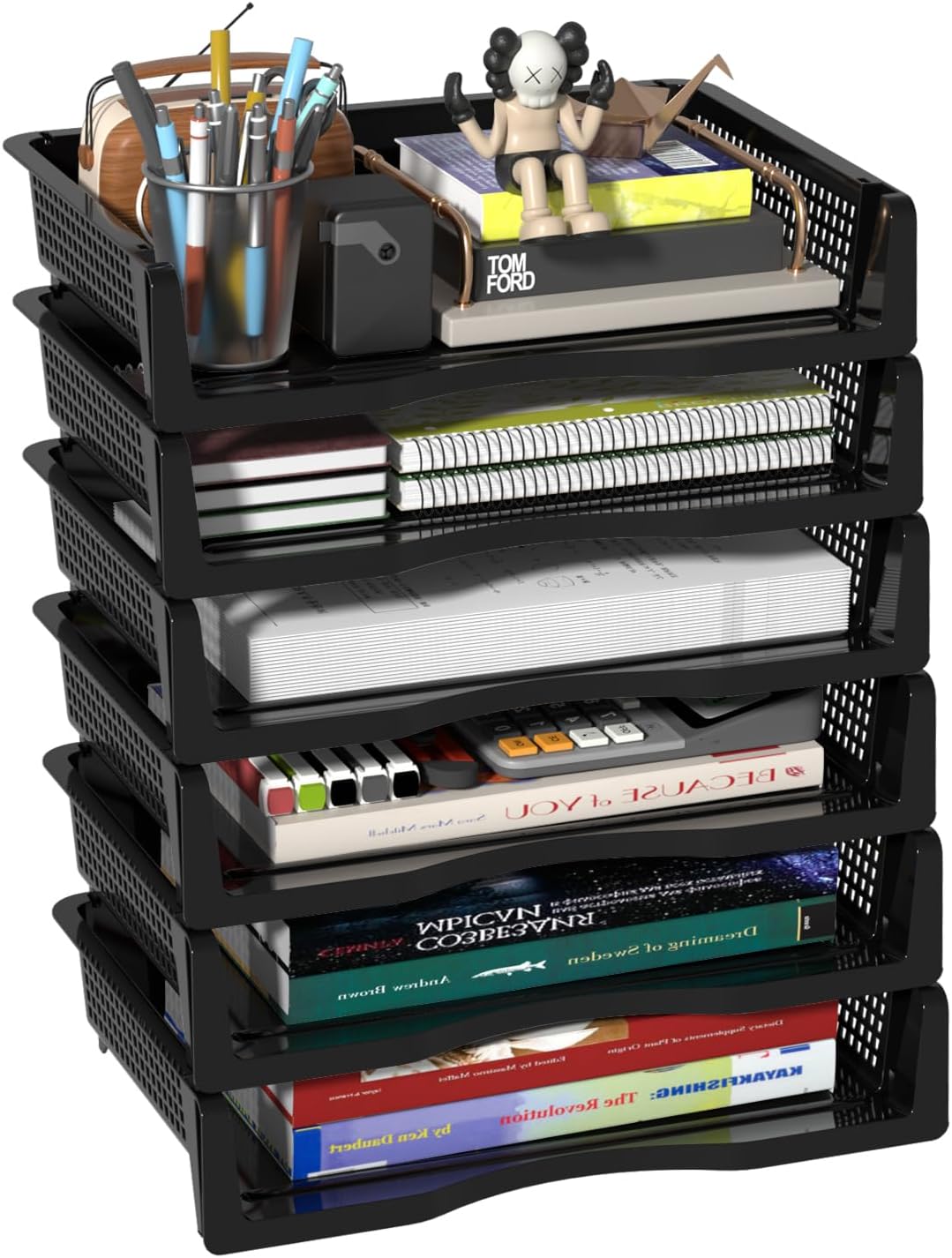 Amazon.com: Yarebest 6 Pack Office Stackable Letter Tray, Plastic ...