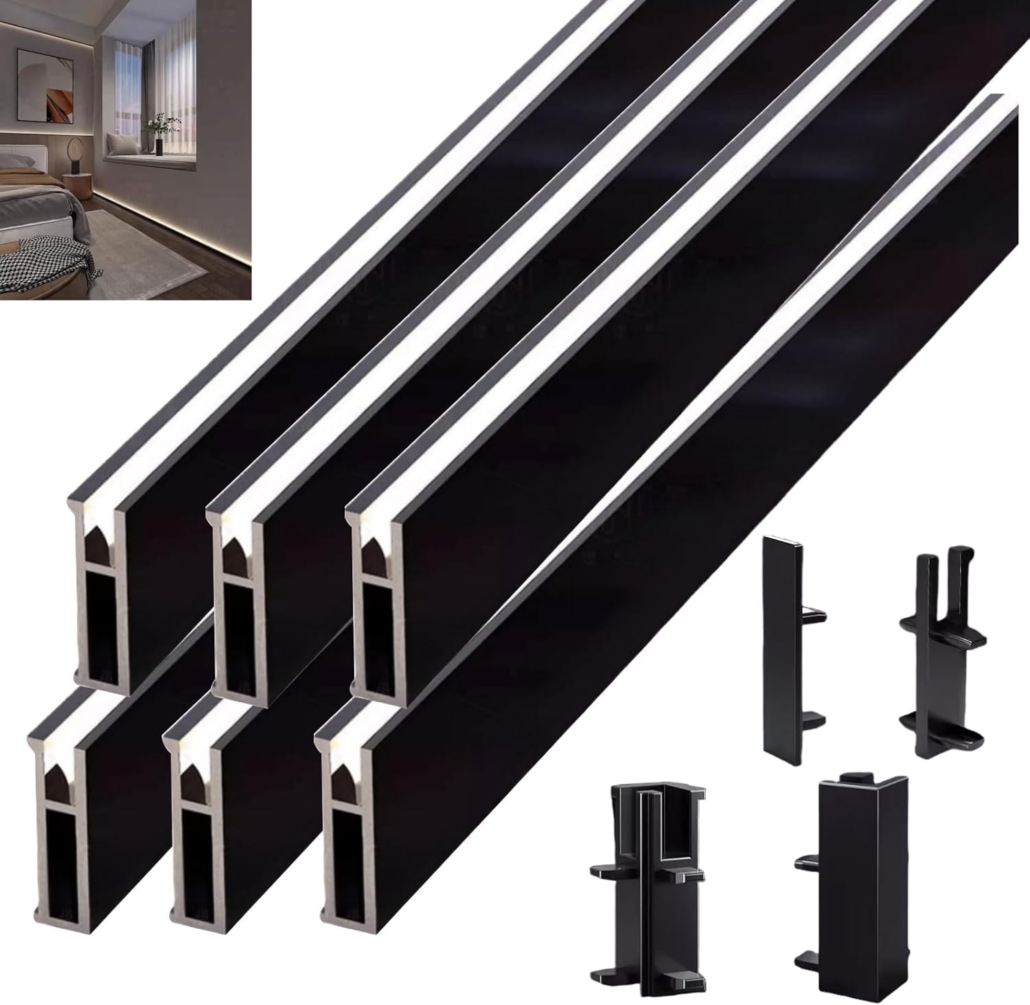 KSDLMPA 6 Pack 3.3ft LED Aluminum Channel Skirting, Baseboard LED Strip ...