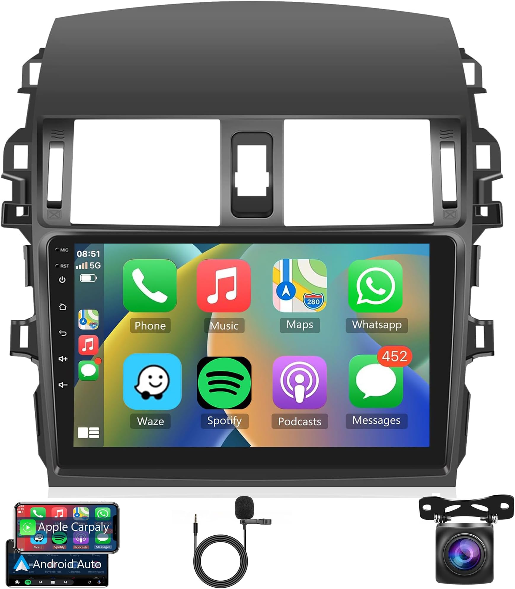 Amazon.com: 9 inches Car Radio for Toyota Corolla 2006-2012, Android 13 ...