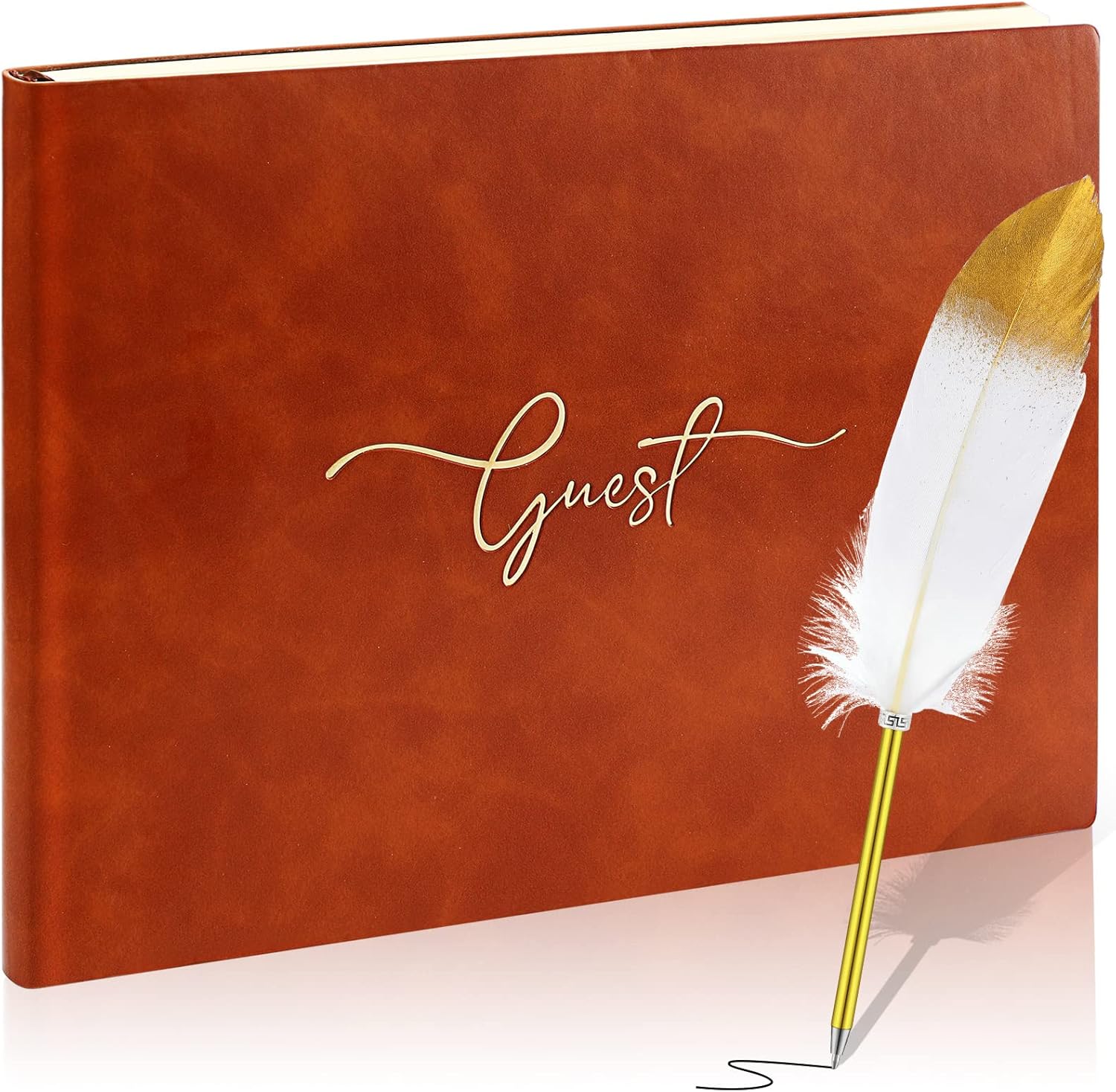 Amazon.com: Wedding Guest Book Leather Guest Sign in Book for Party ...