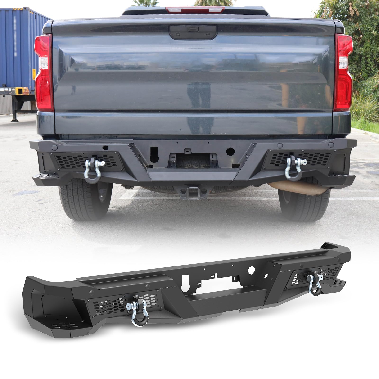 Amazon.com: AUTOWIKI Rear Step Bumper fit for 2019-2024 Chevy Silverado ...