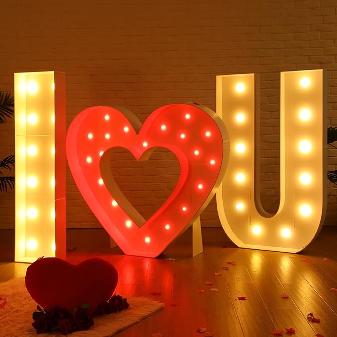 Amazon.com: Libima 4ft Light up Mosaic LED Love Letters Set with ...