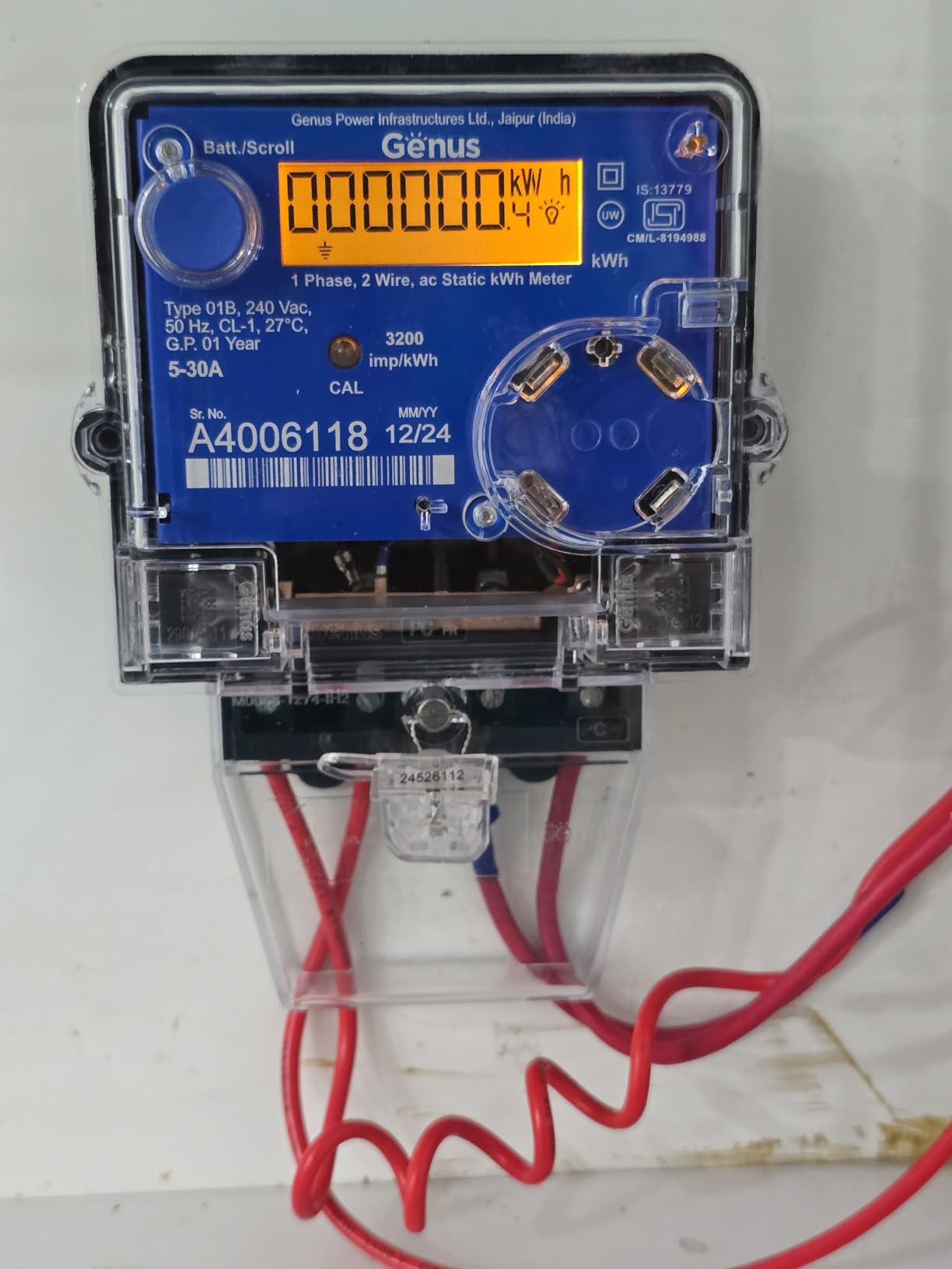 Genus 1-Phase Electric Energy LCD Sub Meter (2 Wire, 240V, 50Hz, 3200 ...