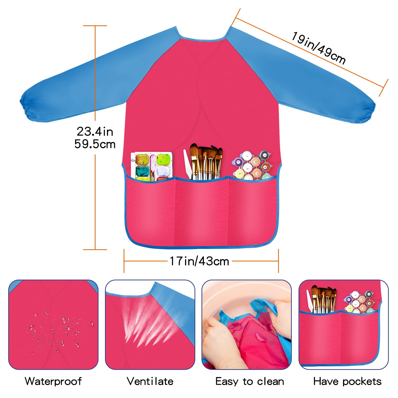 Snapklik.com : Kids Art Smock, Smocks For Kids Waterproof Long Sleeve ...