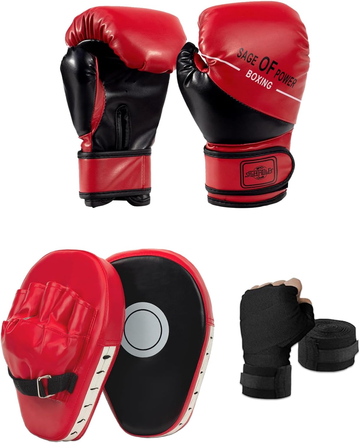 PARPIQ 3-in-1 Boxing Gloves and Punching Mitts Set for Kids, Boxing ...