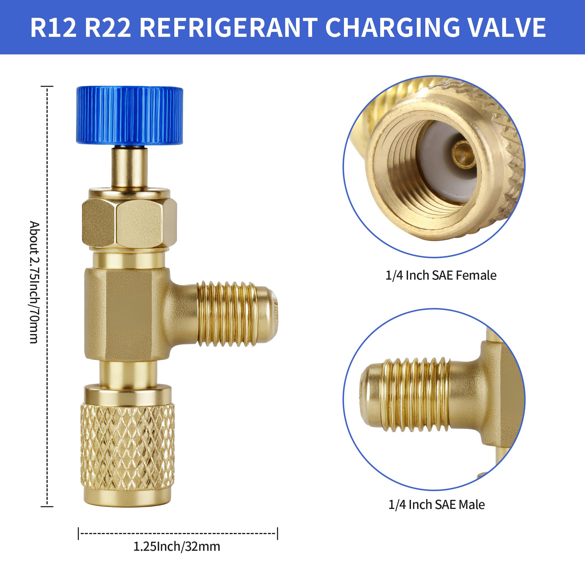 Snapklik.com : Refrigerant Charging Valve Set, 1/4" Safety Adapter Flow ...