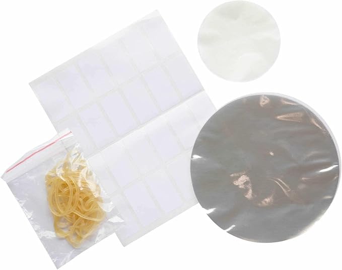 Jam Jar Cover Kit (5 Packs) - 24 Heat Sealing Covers, Waxed Discs ...